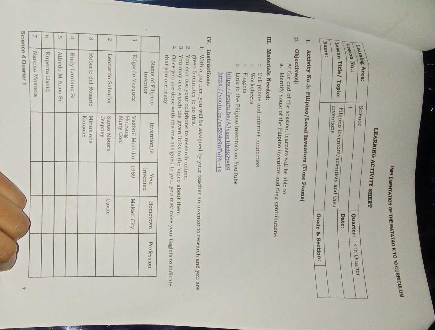 IMPLEMENTATION OF THE MATATAG K TO 10 | StudyX