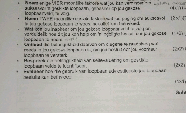 - Noem enige VIER moontlike faktore wat jou | StudyX