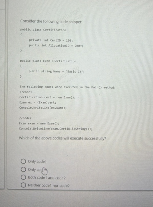 Consider the following code snippet public | StudyX