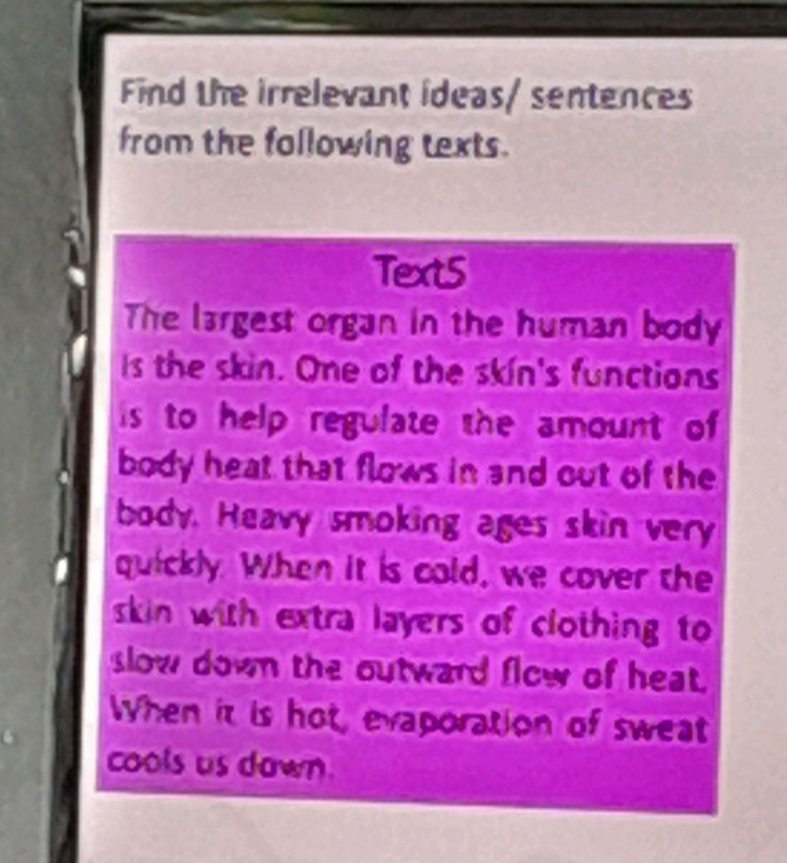 Find the irrelevant ideas/ sentences from | StudyX