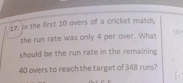 17 In the first 10 overs of a cricket match | StudyX