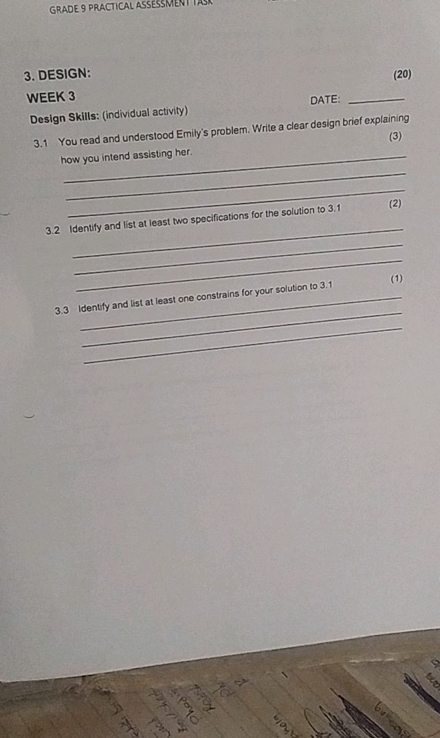 GRADE 9 PRACTICAL ASSESSMENI IASN 3 DESIGN | StudyX