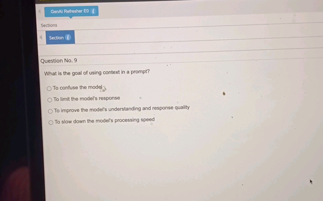 GenAl Refresher EO i Sections Section 1 | StudyX