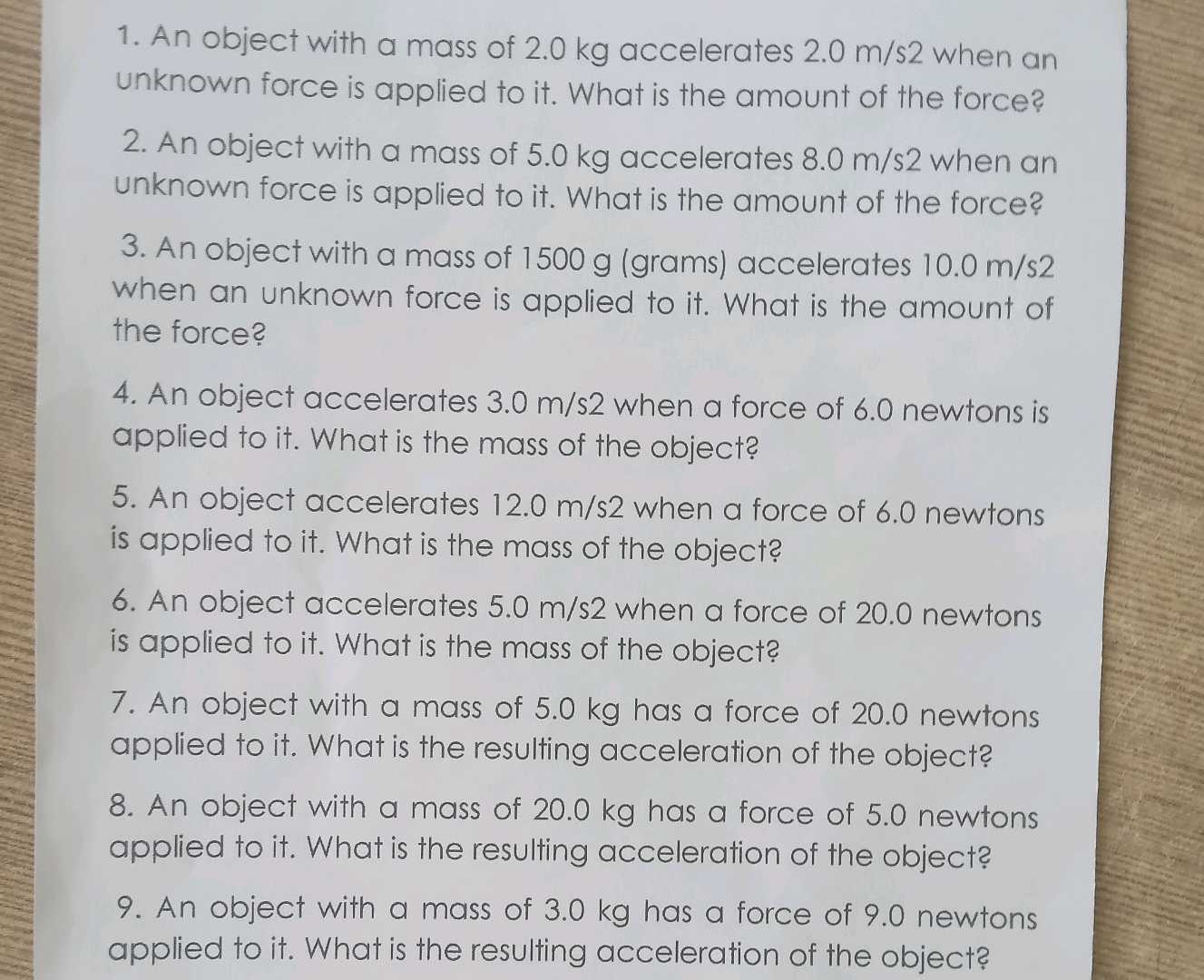 1 An object with a mass of 20 kg | StudyX