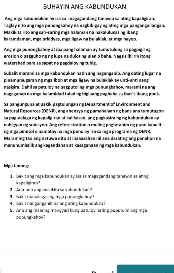 BUHAYIN ANG KABUNDUKAN Ang mga kabundukan ay