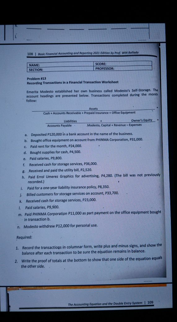 108 Basic Financial Accounting and | StudyX