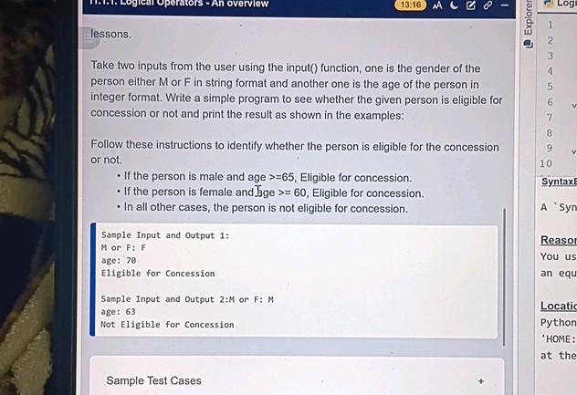 lessons Take two inputs from the user using | StudyX