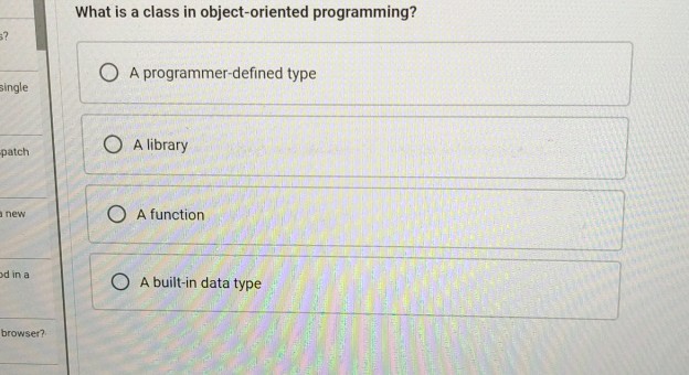 What is a class in object-oriented | StudyX