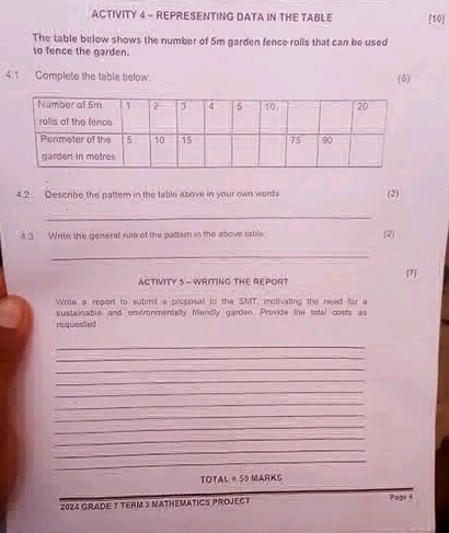ACTIVITY 4 - REPRESENTING DATA IN THE TAELE | StudyX
