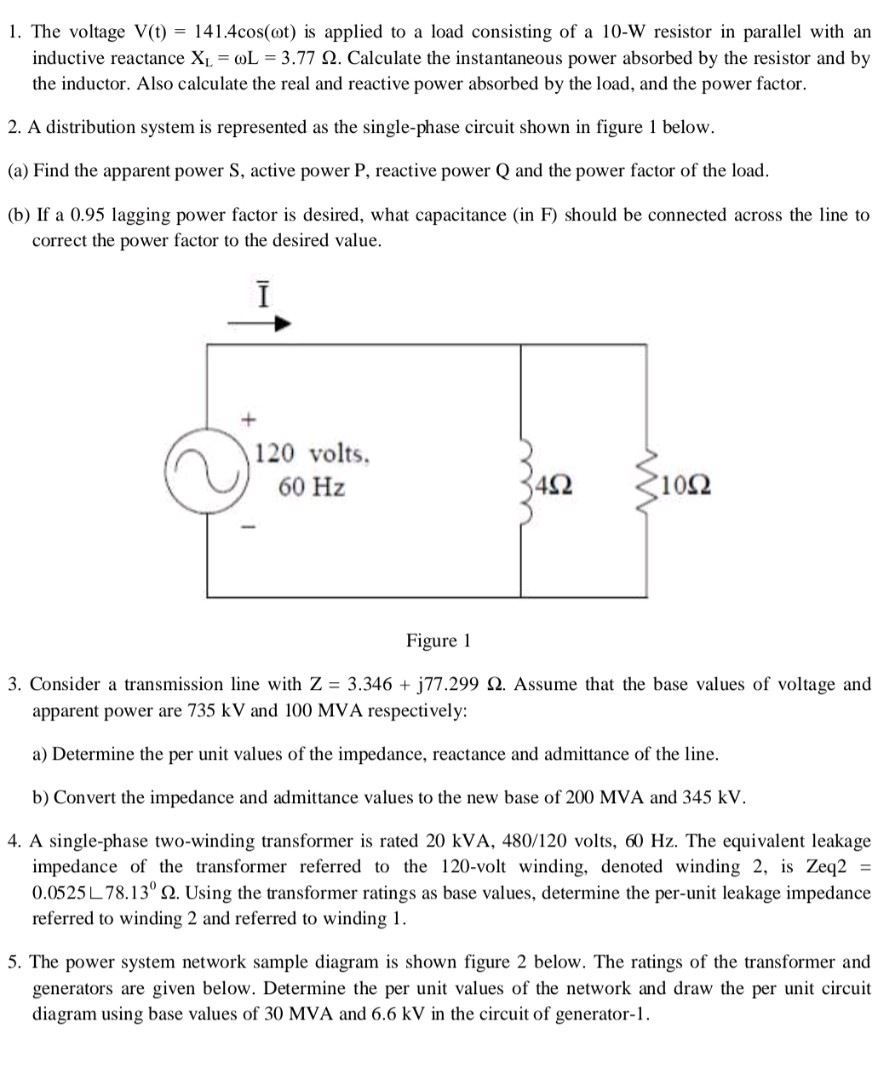 1 The voltage V( t)=1414 ( t) is applied | StudyX