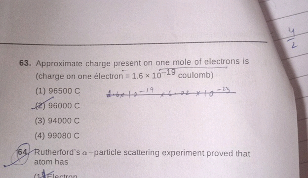 63 Approximate charge present on one mole | StudyX