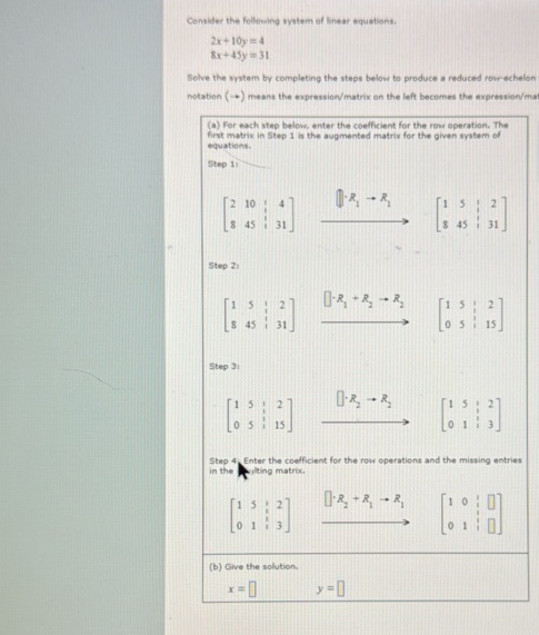 Consider the following system of linear | StudyX
