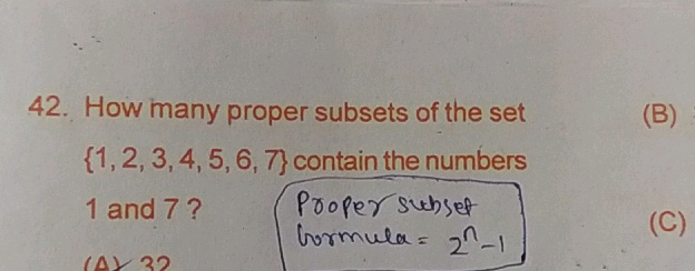 42 How many proper subsets of the set