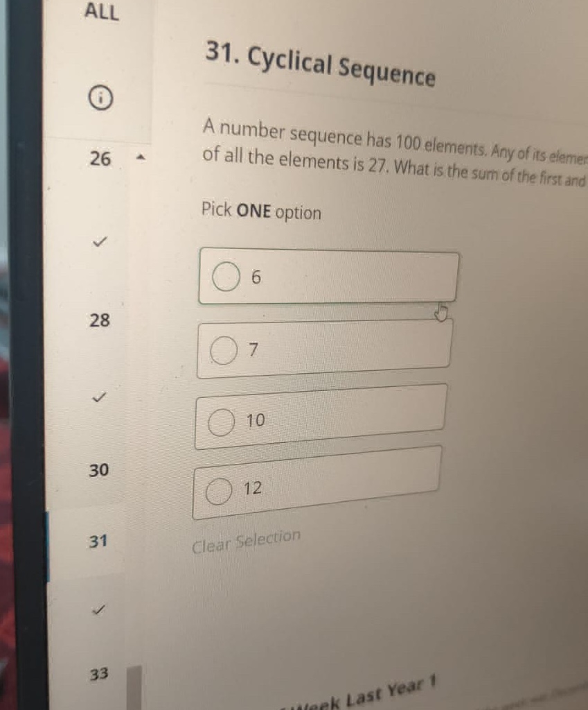 ALL 31 Cyclical Sequence 26 A number | StudyX