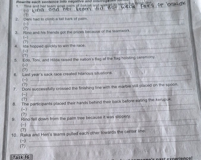 Rewrite each sentence into negative and in | StudyX