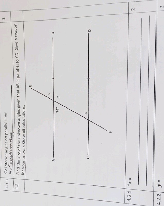 413 Co-interior angles on parallel lines 1 | StudyX