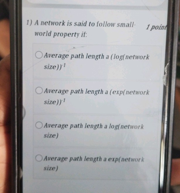 1) A network is said to follow small- 1 | StudyX