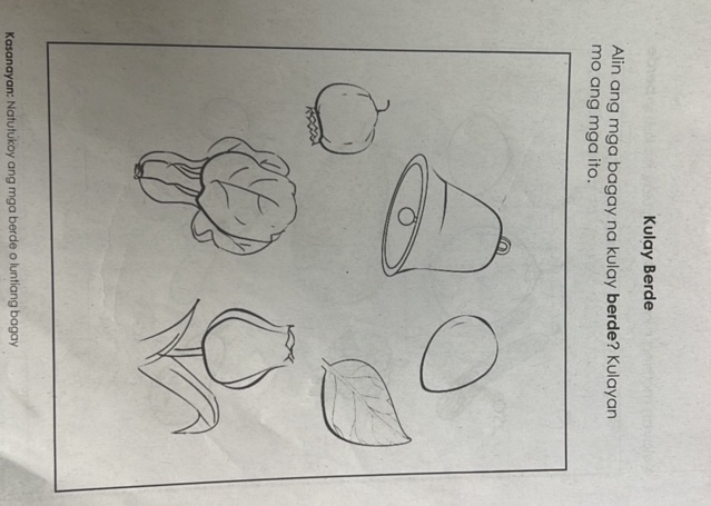 Kulay Berde Alin ang mga bagay na kulay | StudyX