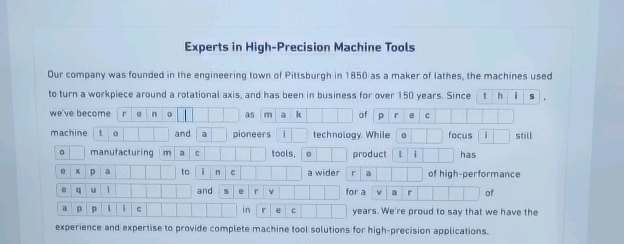 Experts in High-Precision Machine Tools Our | StudyX