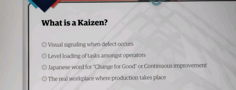 What is a Kaizen Visual signaling when | StudyX