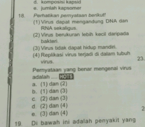 d komposisi kapsid e jumlah kapsomer 18 | StudyX