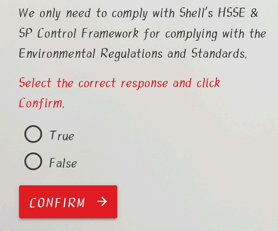 We only need to comply with Shells HSSE SP | StudyX