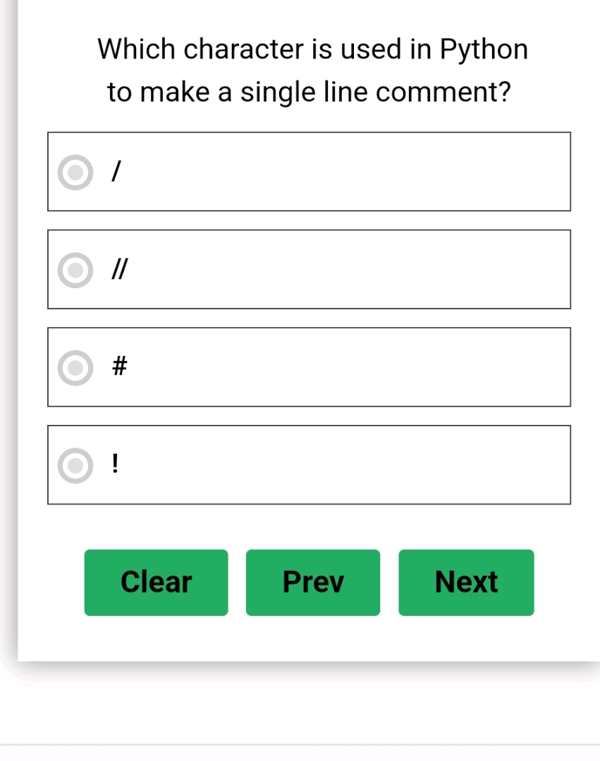 Which character is used in Python to make a | StudyX