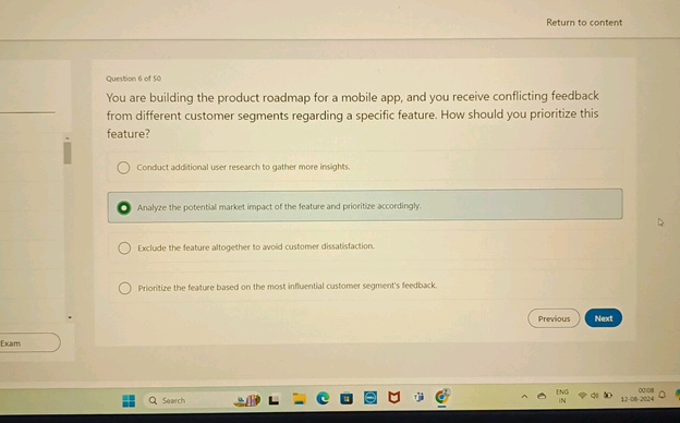 Return to content Question 6 of 50 You are | StudyX