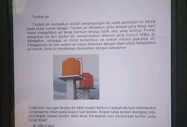 Tandon air Tandon air merupakan wadah | StudyX