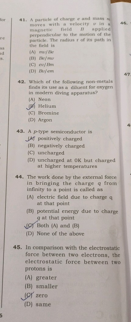 41 A particle of charge e and mass m moves | StudyX