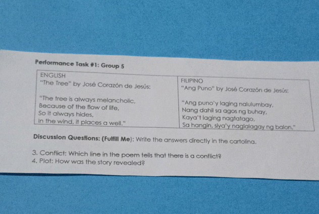 Performance Task 1 Group 5 ENGLISH | StudyX