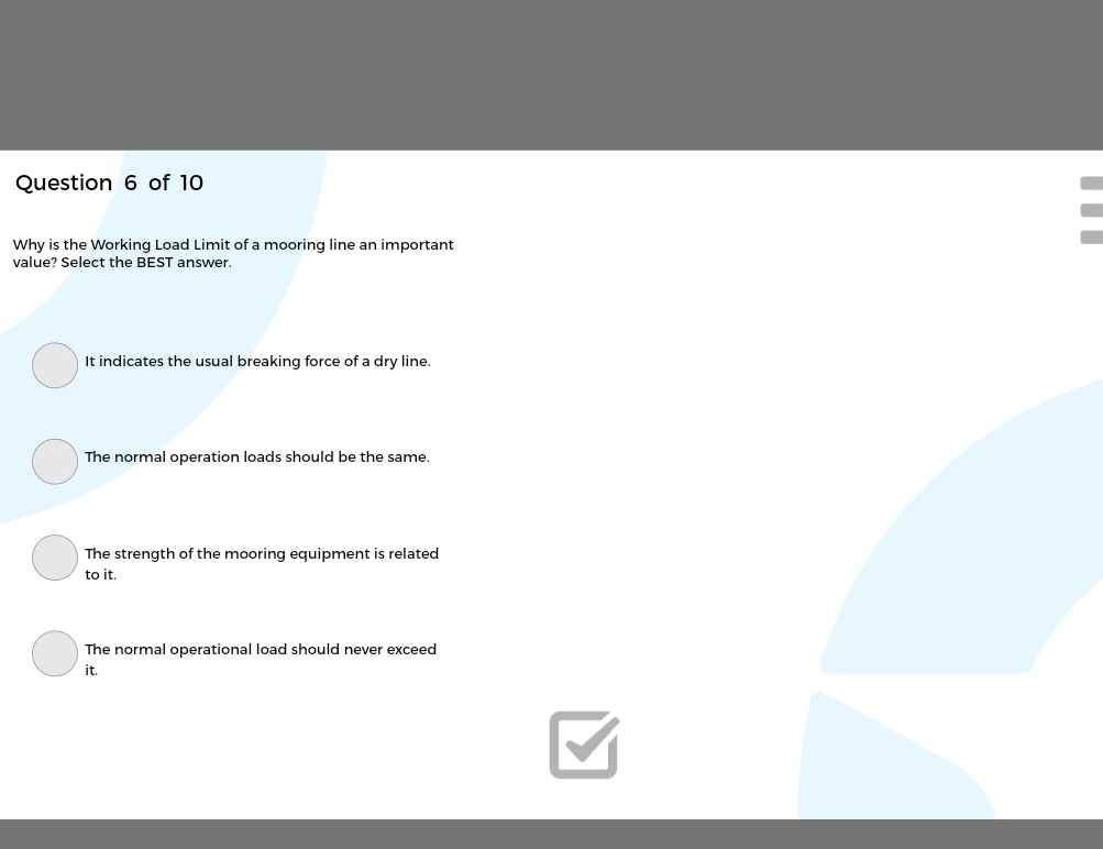 Question 6 of 10 Why is the Working Load | StudyX