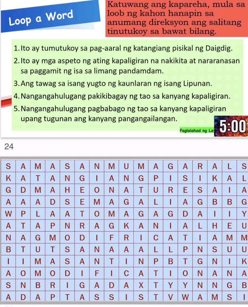 Loop a Word Katuwang ang kapareha mula sa | StudyX