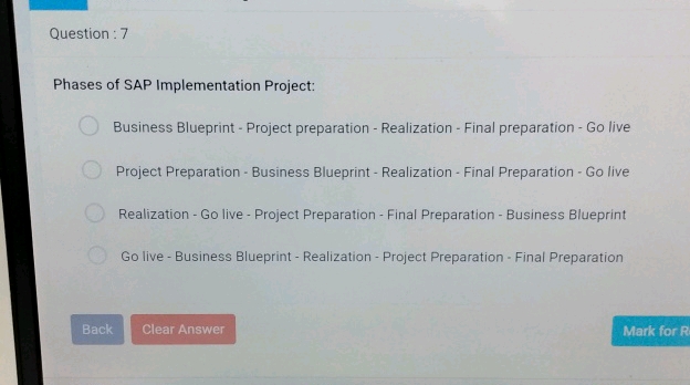 Question 7 Phases of SAP Implementation | StudyX
