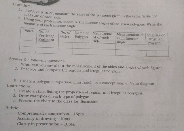 Procedure 1 Using your ruler measure the | StudyX