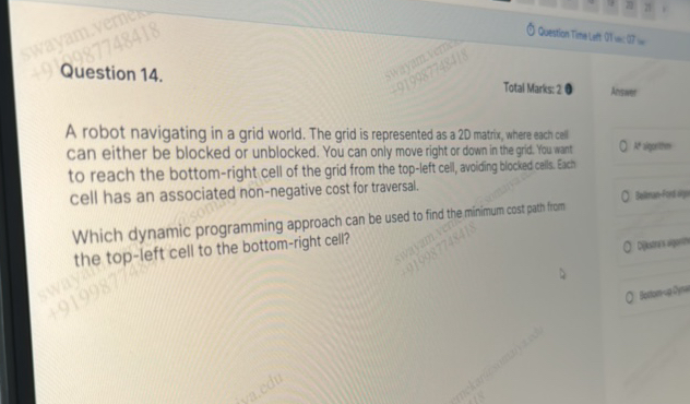 Question 14 Total Marks 20 A robot | StudyX