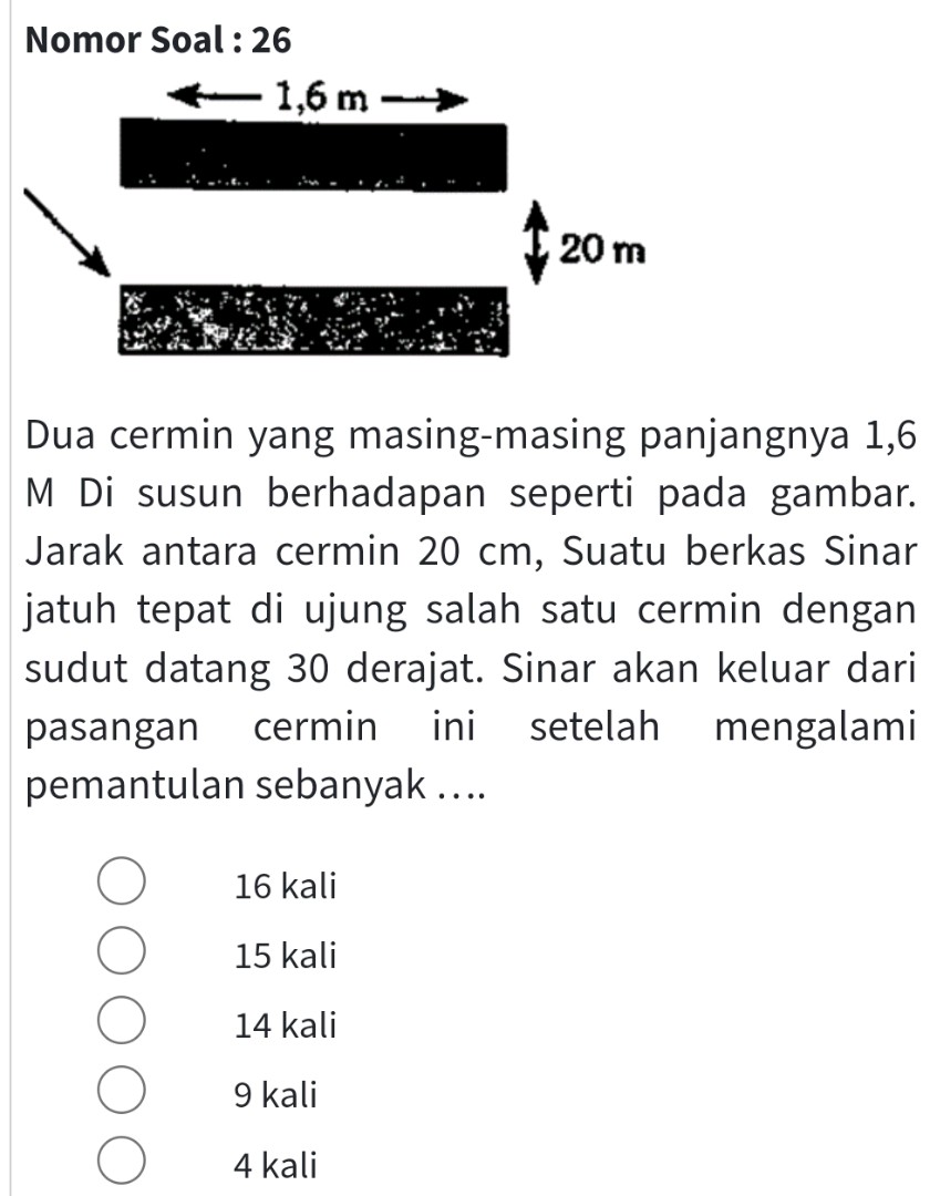 Nomor Soal 26 Dua cermin yang masing-masing | StudyX
