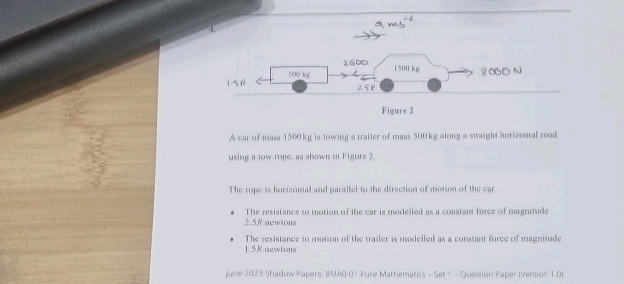 4 Figure 2 A car of masa 1500 kg is towing | StudyX