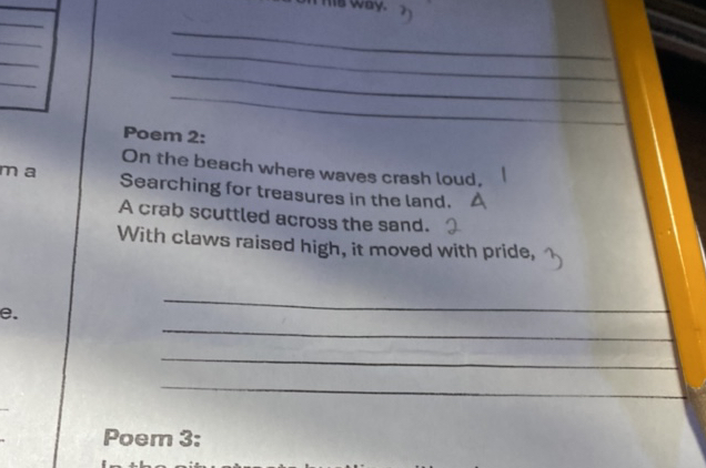 Poem 2 On the beach where waves crash loud | StudyX