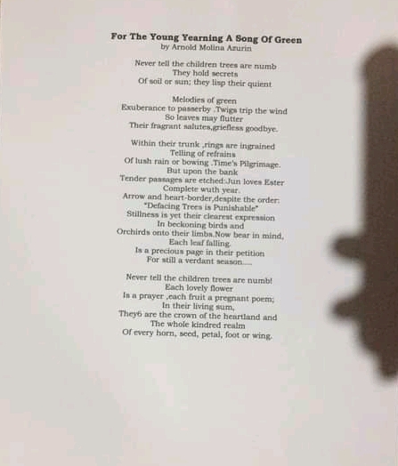 For The Young Yearning A Song Of Green by | StudyX