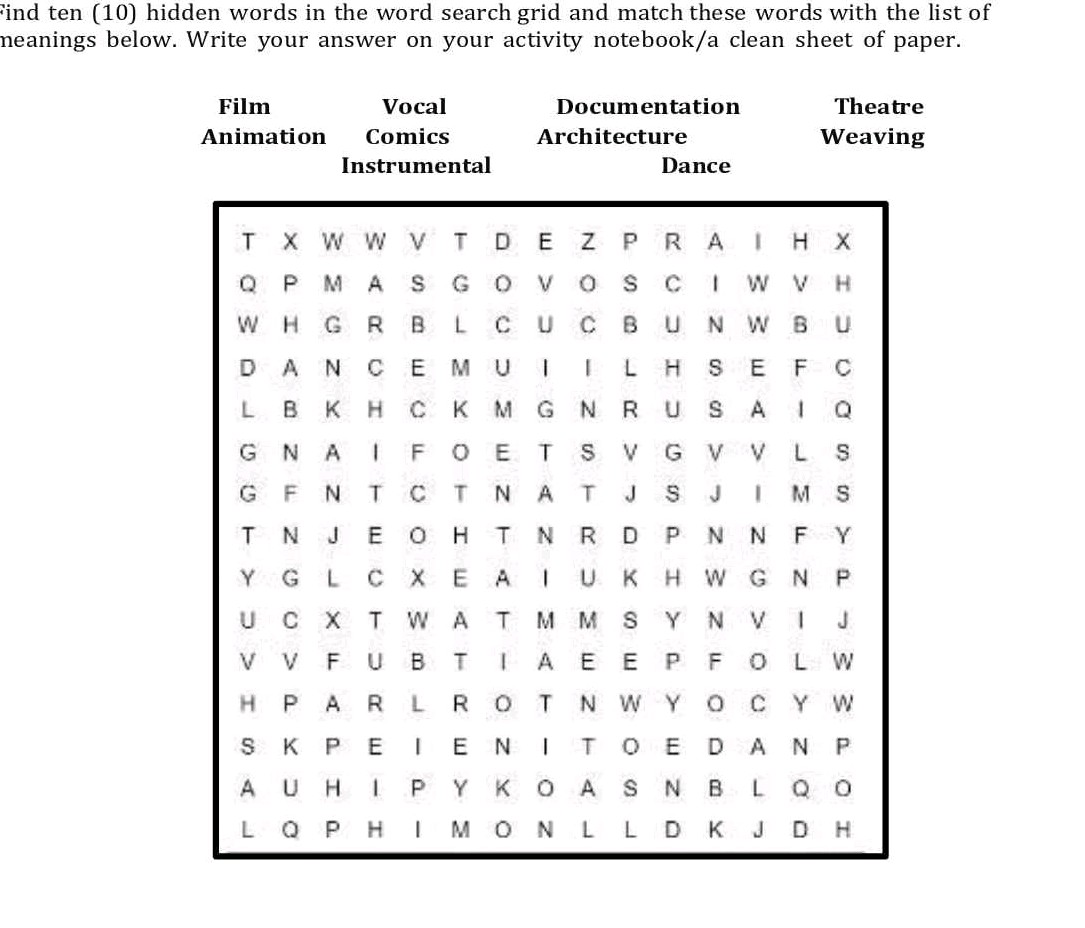 ind ten (10) hidden words in the word | StudyX