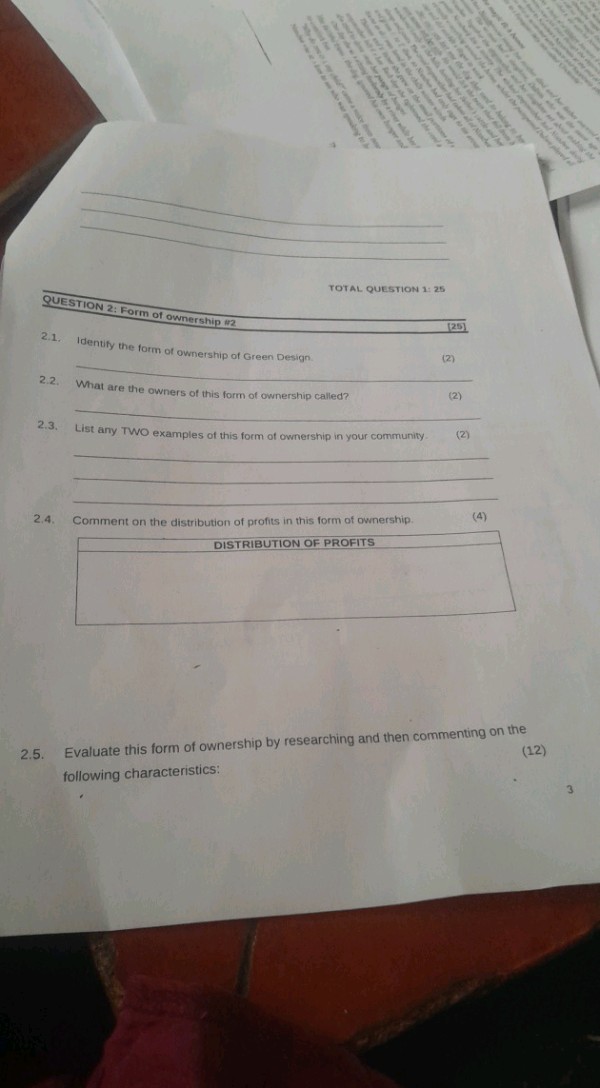 TOTAL QUESTION 1 25 QUESTION 2 Form of | StudyX
