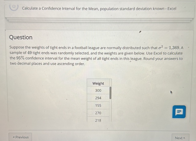 Calculate a Confidence Interval for the | StudyX