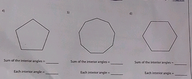 4) 5) 6) Sum of the interior angles = Sum | StudyX