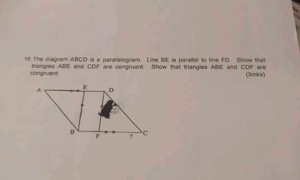 16 The diagram A B C D is a parallelogram | StudyX