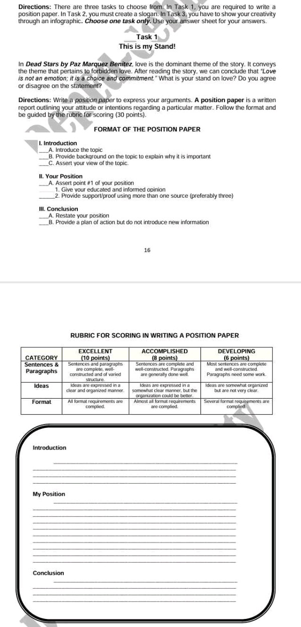 Directions There are three tasks to choose | StudyX
