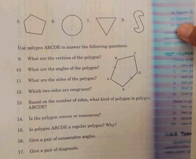 5 6 7 8 Use polygon ABCDE to answer the | StudyX