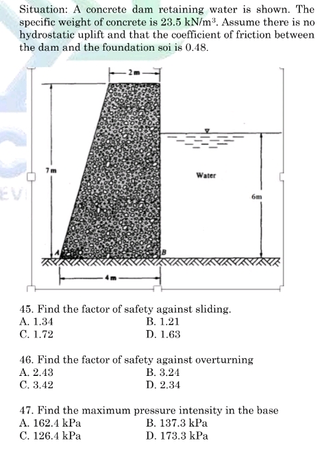 Situation A concrete dam retaining water is | StudyX