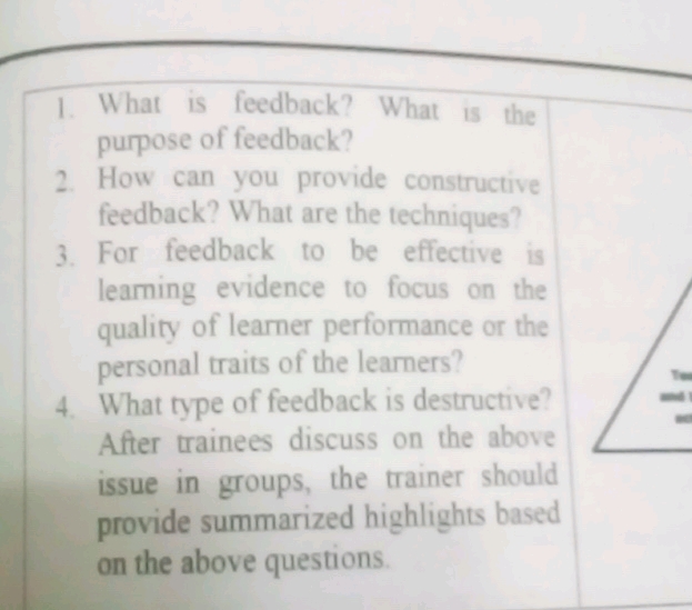 1 What is feedback What is the purpose of | StudyX