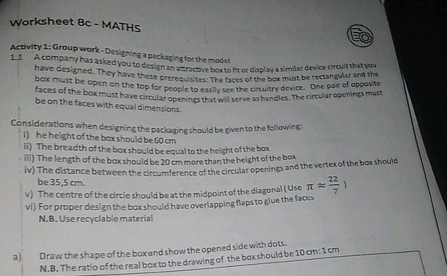Worksheet 8 C - MATHS Activity 1 Group work | StudyX